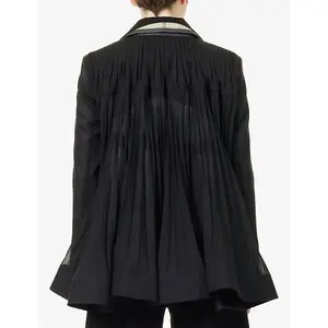 Sacai Embroidered Pleated Woven Blazer