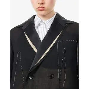 Sacai Embroidered Pleated Woven Blazer