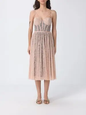 Elisabetta Franchi Lace Midi Dress - Nude