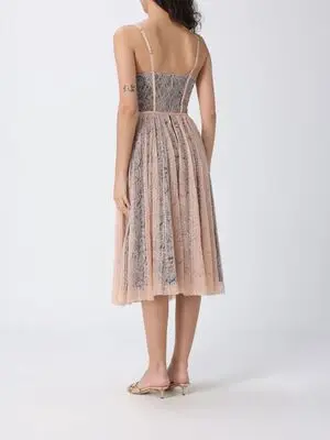 Elisabetta Franchi Lace Midi Dress - Nude