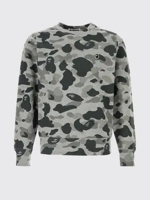 A BATHING APE Camouflage Print Cotton Crewneck Sweatshirt - Grey