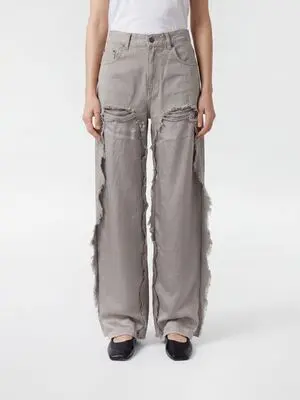 HAIKURE Distressed Denim Palazzo Jeans - Grey
