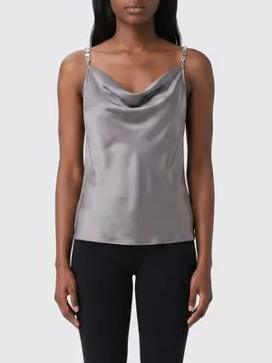Patrizia Pepe Embellished Silk V-neck Top - Grey