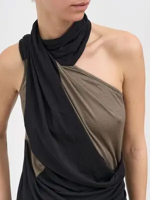 ENTIRE STUDIOS Asymmetrical Stretch Cotton Maxi Dress - Black