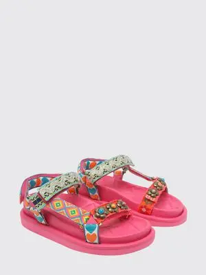 Kurt Geiger Orson Jacquard Canvas Sandals With Floral Appliqués