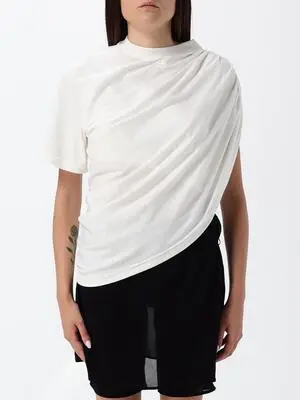 COURREGES Draped Cotton One-shoulder Top - White