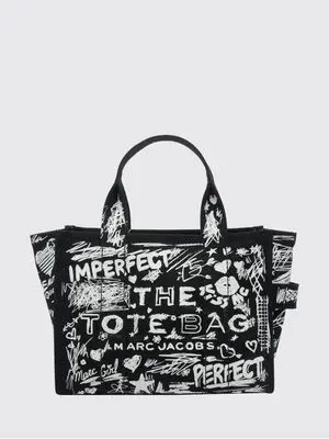 Marc Jacobs The Small Tote Bag In Cotton Canvas With Printed Logo - Black