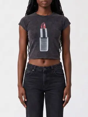 Alexander Wang Cropped Slim Fit Graphic T-shirt - Grey