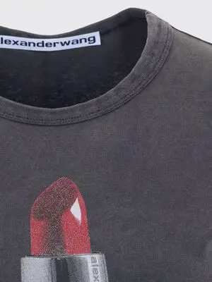 Alexander Wang Cropped Slim Fit Graphic T-shirt - Grey