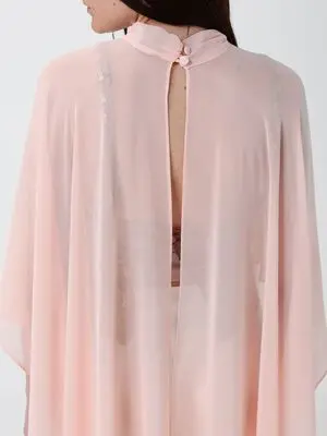 H COUTURE Sequined Lace Cape Dress - Peach