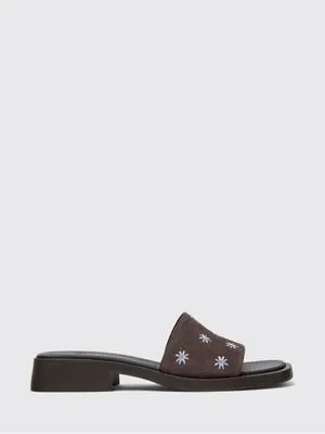 Camper Dana Suede Mules With Floral Embroidery