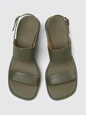 Camper Louise Smooth Calfskin Leather Wedge Sandals - Green