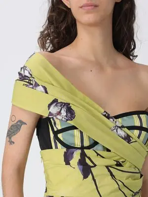 Antonio Marras Floral Print Draped Off-shoulder Dress