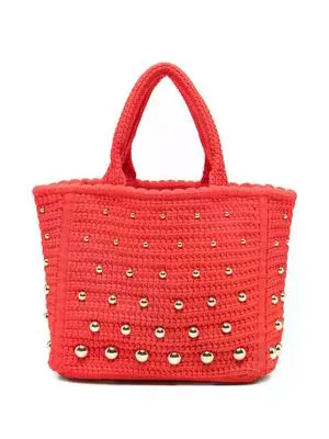 Sandro Stud-embellished Crochet Tote Bag - Red
