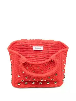 Sandro Stud-embellished Crochet Tote Bag - Red