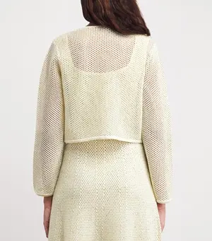 Maje Embellished Open-knit Cardigan - Yellow