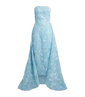 Monique Lhuillier Floral Corded Column Gown