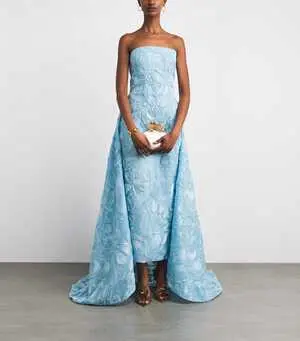 Monique Lhuillier Floral Corded Column Gown