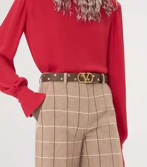 Valentino Garavani Vlogo Signature Leather Belt - Brown