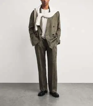 Our Legacy Linen-silk-cotton Straight Leg Trousers - Brown