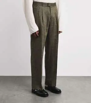 Our Legacy Linen-silk-cotton Straight Leg Trousers - Brown