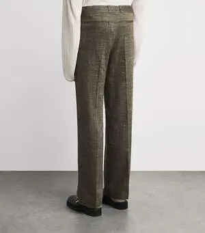 Our Legacy Linen-silk-cotton Straight Leg Trousers - Brown
