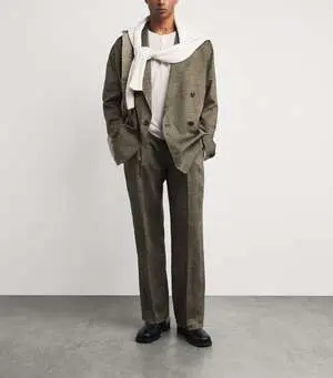 Our Legacy Linen-silk-cotton Straight Leg Trousers - Brown