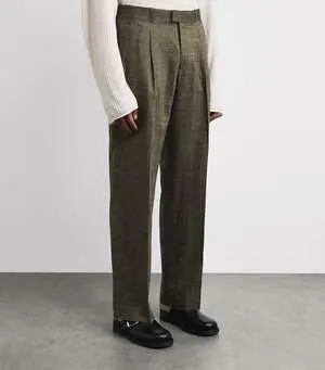 Our Legacy Linen-silk-cotton Straight Leg Trousers - Brown