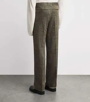 Our Legacy Linen-silk-cotton Straight Leg Trousers - Brown