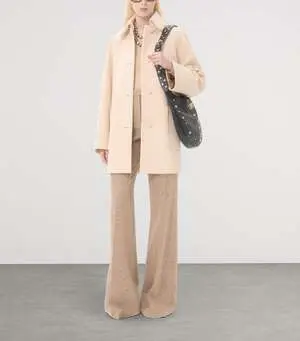 Valentino Garavani Virgin Wool Wide-leg Trousers - Beige