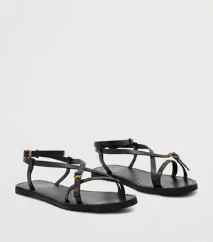 ALLSAINTS Leather Tyla Eyelet Sandals - Black