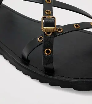 ALLSAINTS Leather Tyla Eyelet Sandals - Black