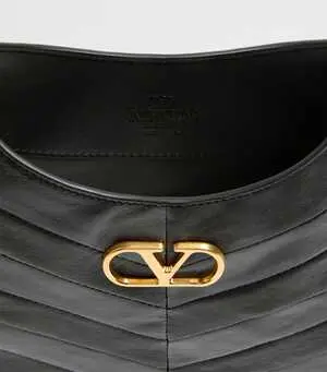 Valentino Garavani Small Leather Hobo Shoulder Bag - Black