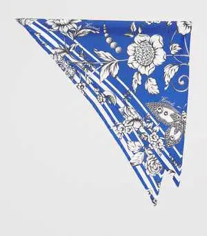 Harrods Silk Gilded Butterfly Print Scarf - Blue