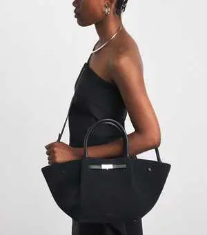 DEMELLIER Midi Suede The New York Tote Bag - Black