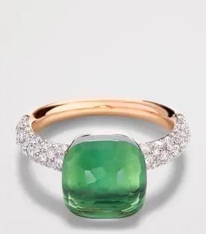 Pomellato Mixed Gold, Prasiolite, Agate And Diamond Nudo Ring