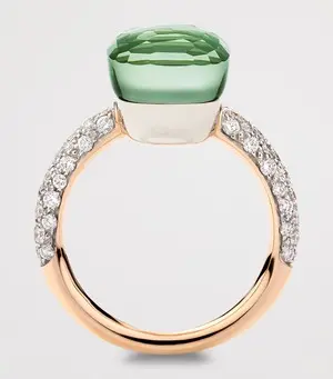 Pomellato Mixed Gold, Prasiolite, Agate And Diamond Nudo Ring
