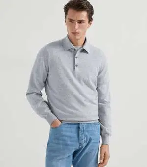 Brunello Cucinelli Cashmere Polo Sweater - Grey