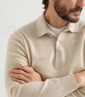 Brunello Cucinelli Cashmere Polo Sweater - Beige