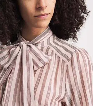 ME+EM Cotton Voile Pussybow Blouse - Pink