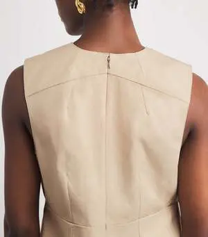 Vince Cotton-lyocell Blend Pleated Top - Beige