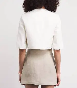 Maje Linen-cotton Cropped Jacket