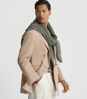 Brunello Cucinelli Silk Délavé And Linen Gabardine Deconstructed Blazer - Brown