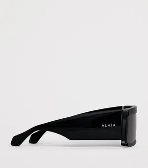 Alaïa Acetate Rectangle Mask 99 Sunglasses - Black