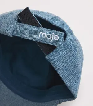 Maje Denim Cap With Clover Embroidery