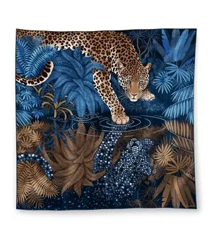 Cartier Silk Panthère Double-sided Scarf - Navy