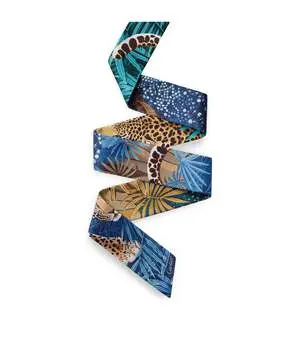Cartier Silk Blooming Panthère Skinny Scarf - Navy