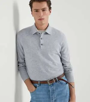 Brunello Cucinelli Cashmere Polo Sweater - Grey