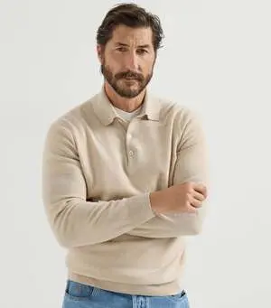 Brunello Cucinelli Cashmere Polo Sweater - Beige