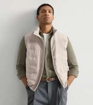 Brunello Cucinelli Suede Quilted Down Gilet - Brown